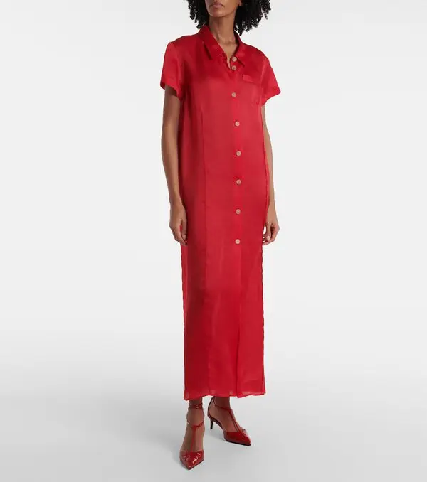 Khaite Effy Silk And Cotton Organza Maxi Dress - Red