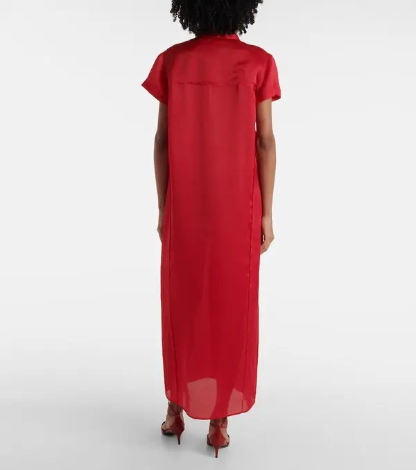 Khaite Effy Silk And Cotton Organza Maxi Dress - Red