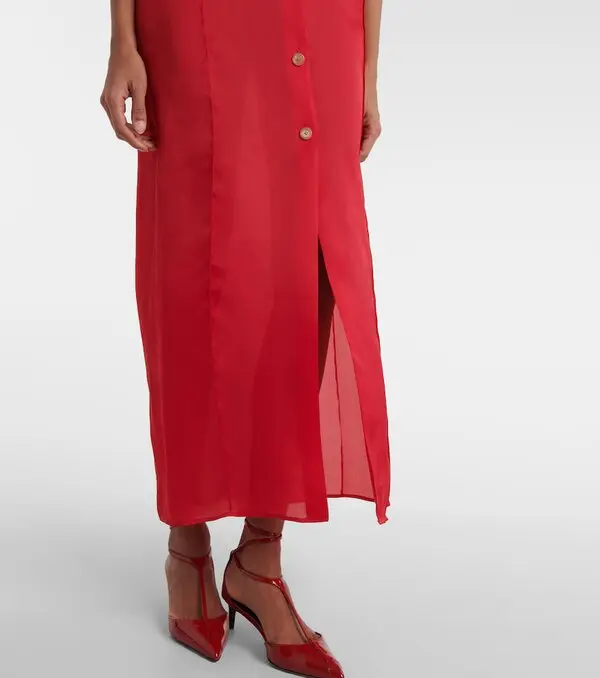 Khaite Effy Silk And Cotton Organza Maxi Dress - Red