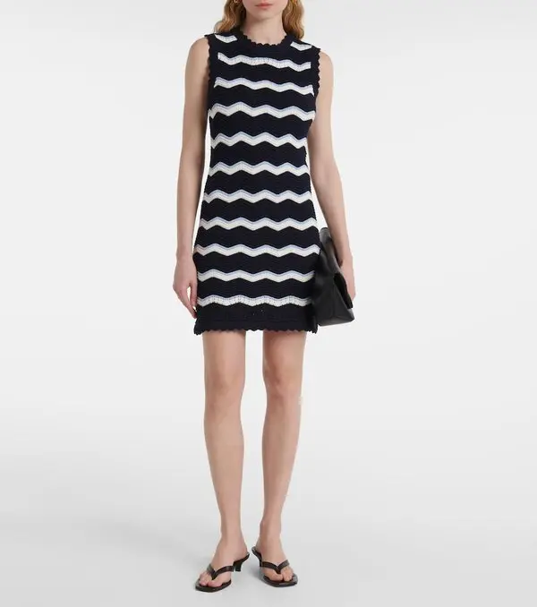 Veronica Beard Templeton Chevron Cotton-blend Minidress