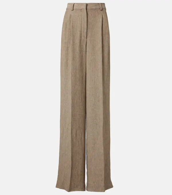 Loro Piana Nyack Chevron Wide-leg Pants - Brown