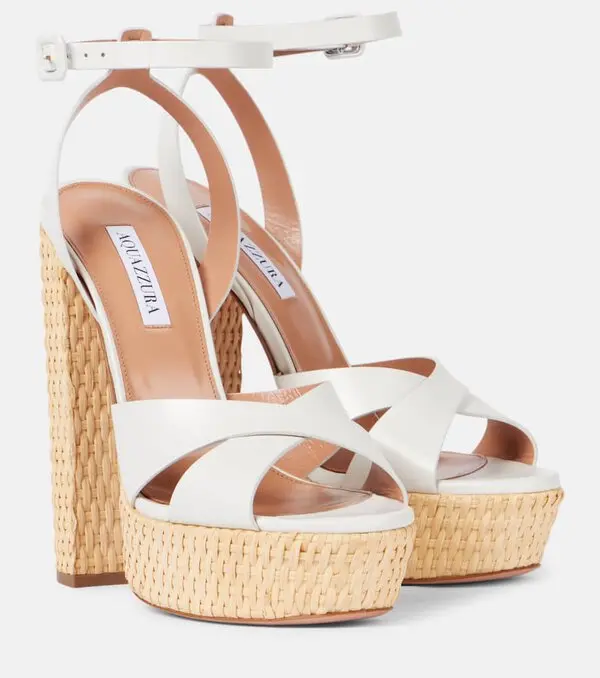 AQUAZZURA Sunseeker 140 Leather Platform Sandals - White