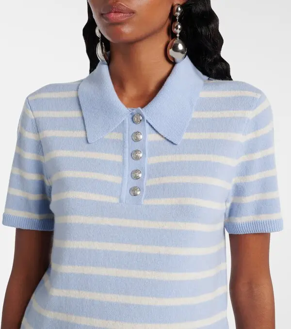 Veronica Beard Shana Striped Cashmere Polo Sweater