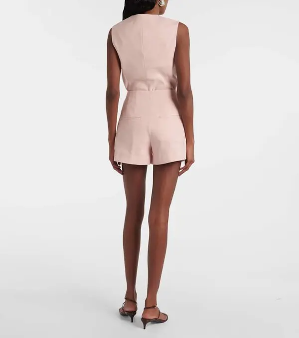 Veronica Beard Jazmin High-rise Linen-blend Shorts - Pink