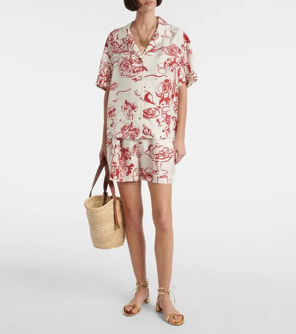 Asceno Pragua Printed Silk Twill Shirt - Red