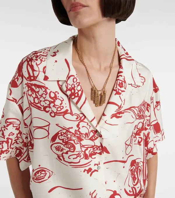 Asceno Pragua Printed Silk Twill Shirt - Red