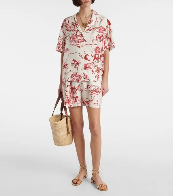 Asceno Pragua Printed Silk Twill Shirt - Red