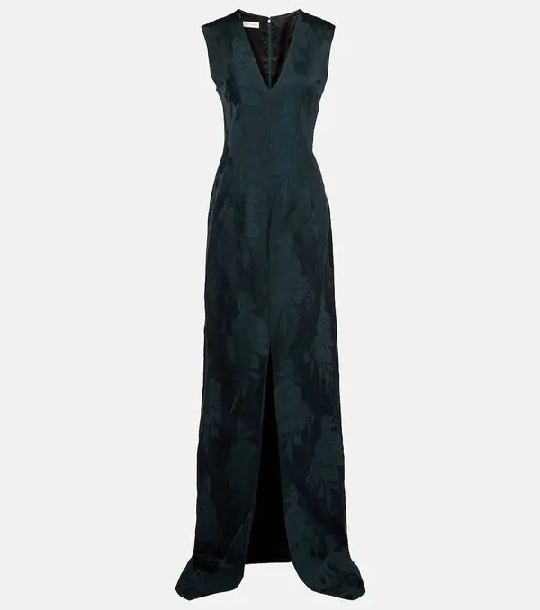 Dries Van Noten Floral Jacquard Gown - Green