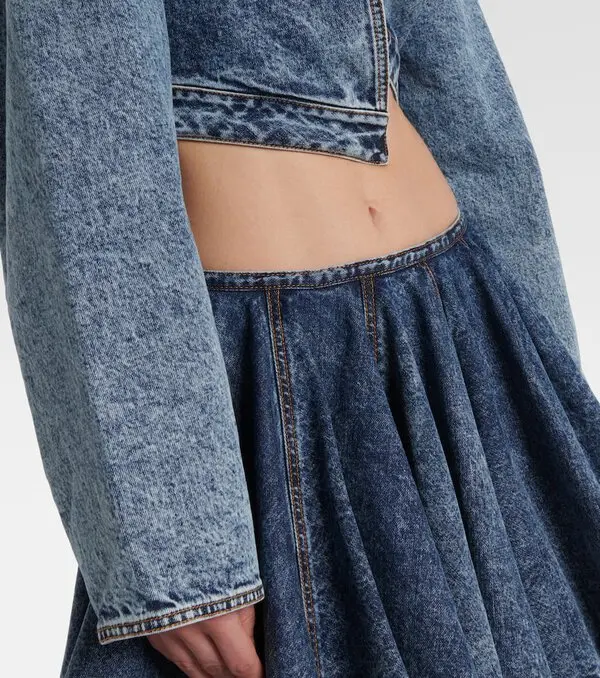 Alaïa Asymmetric Cropped Denim Jacket
