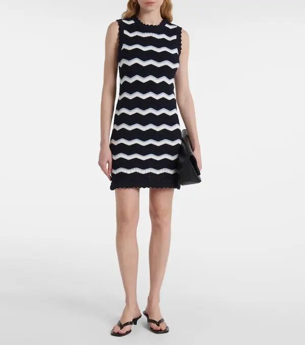 Veronica Beard Templeton Chevron Cotton-blend Minidress