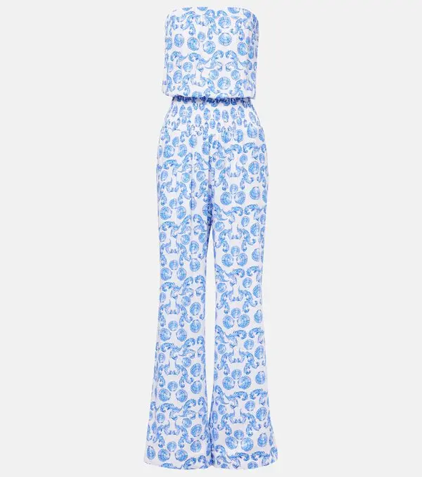 Melissa Odabash Naomi Shirred Bandeau Jumpsuit - Blue