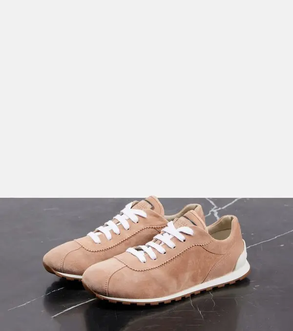 Brunello Cucinelli Monili Suede Sneakers - Orange