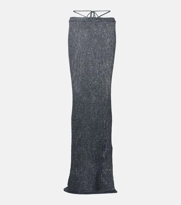 BANANHOT Alma Sequined Maxi Skirt - Grey