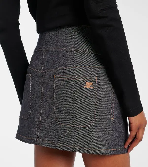 COURREGES Belted Denim Miniskirt