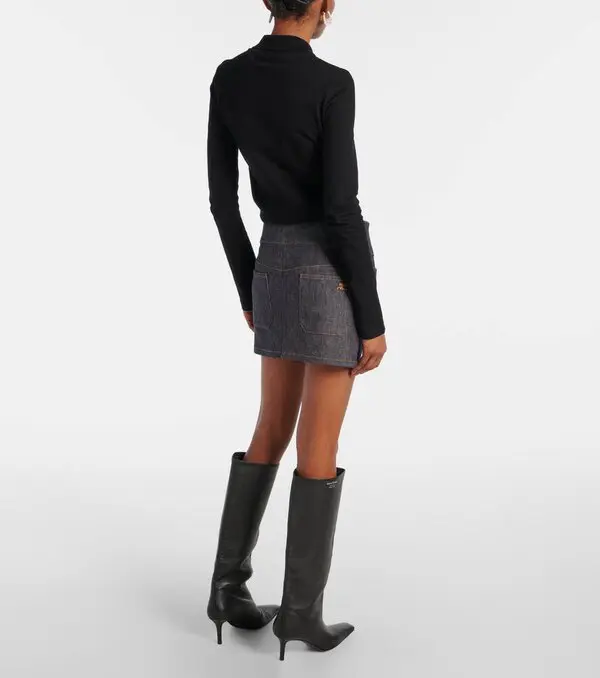 COURREGES Belted Denim Miniskirt