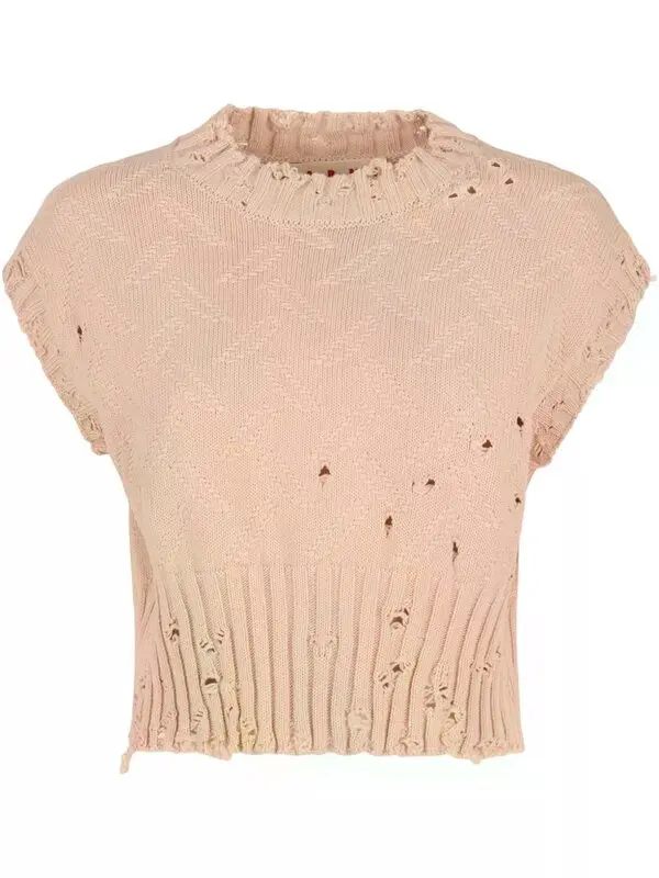 Marni Textured-knit Cropped Top