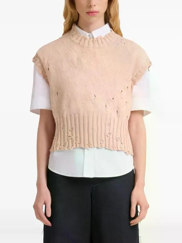 Marni Textured-knit Cropped Top