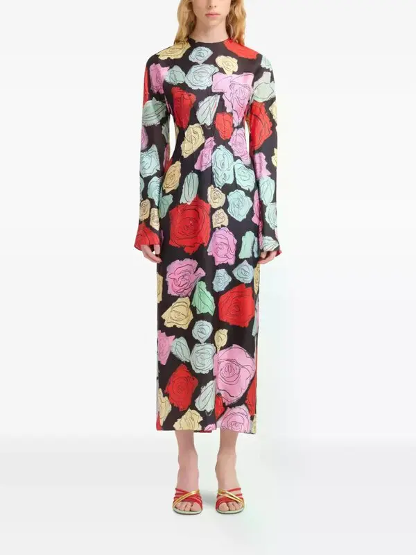 Marni Floral-print Long-sleeve Dress
