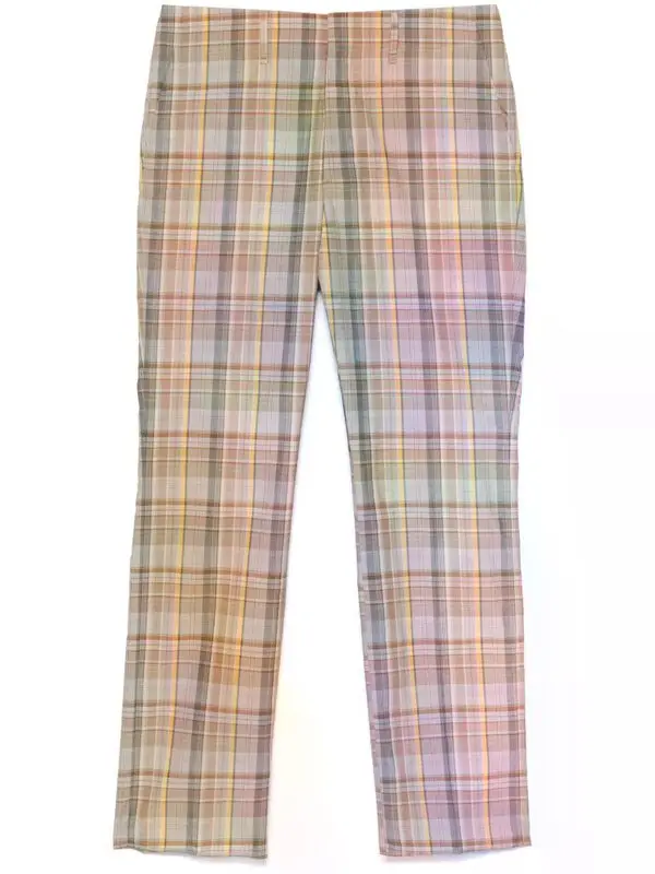 Fendi Cotton Check Trousers - Brown | Editorialist