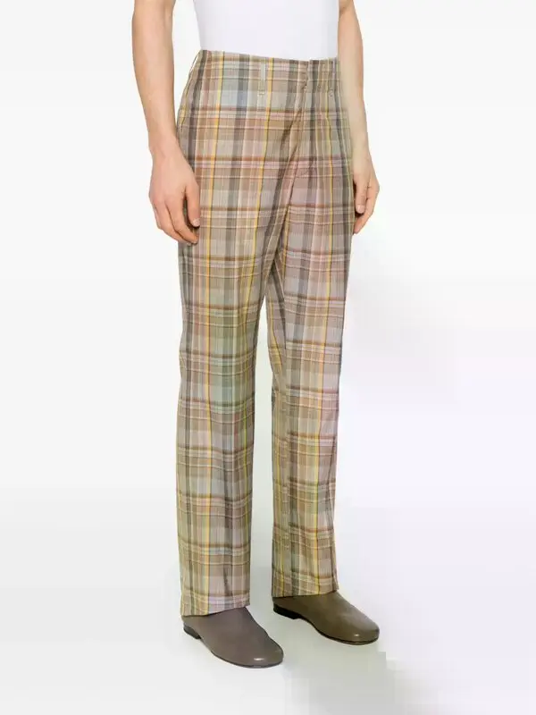 Fendi Cotton Check Trousers - Brown | Editorialist