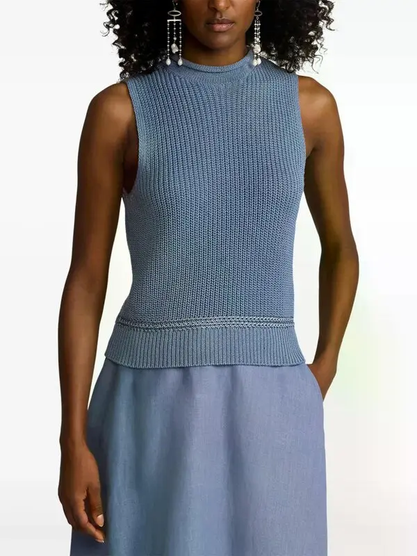 Ralph Lauren Ribbed Knit Top - Blue
