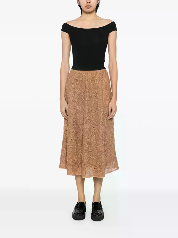 Karl Lagerfeld Orchid-embroidered Skirt