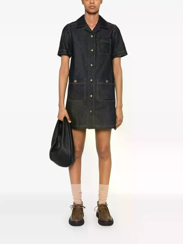 Moncler Denim Mini Shirt Dress - Blue