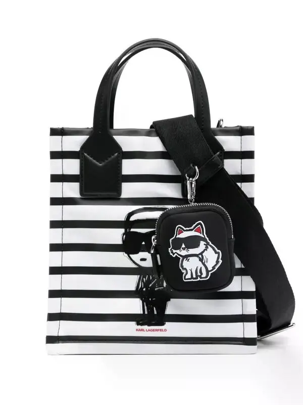 Karl Lagerfeld Ikon Striped Tote - Black