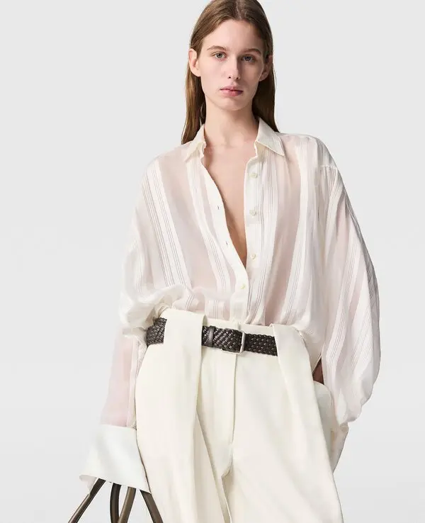 Stella McCartney Oversized Sheer Striped Paneled Shirt