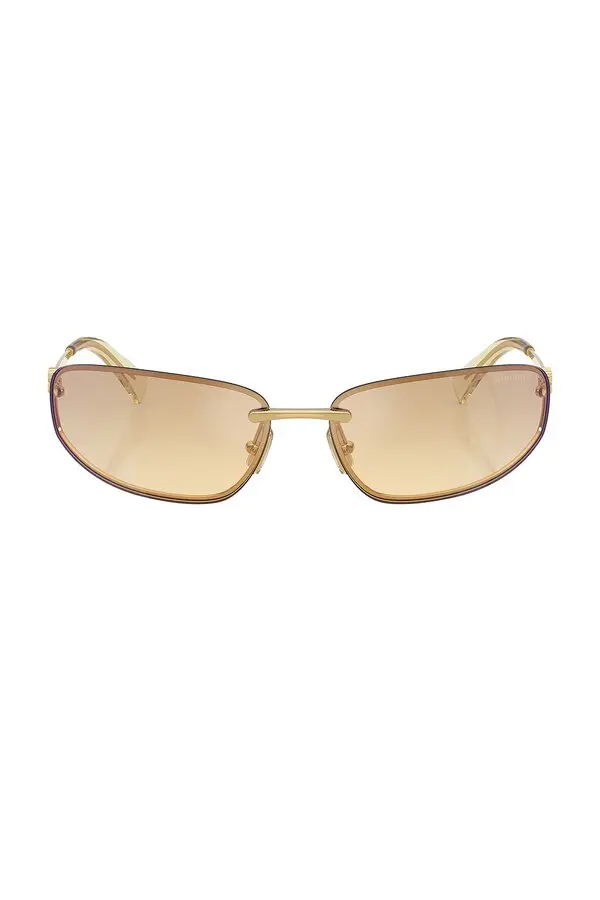 Miu Miu Rectangular Sunglasses - Gold
