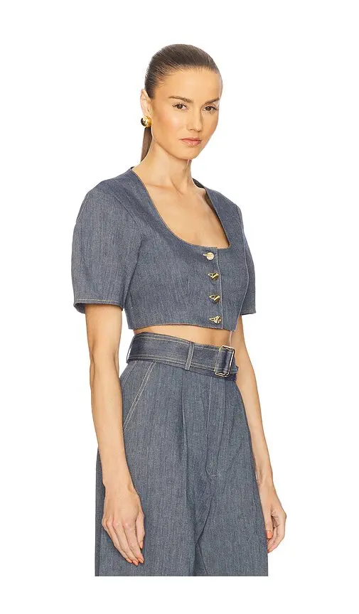 Matthew Bruch Apron Puff Sleeve Crop Top