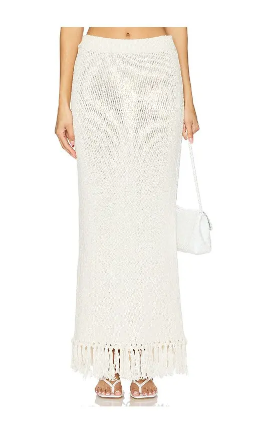4TH & RECKLESS Lauryn Knit Fringe Skirt - Beige