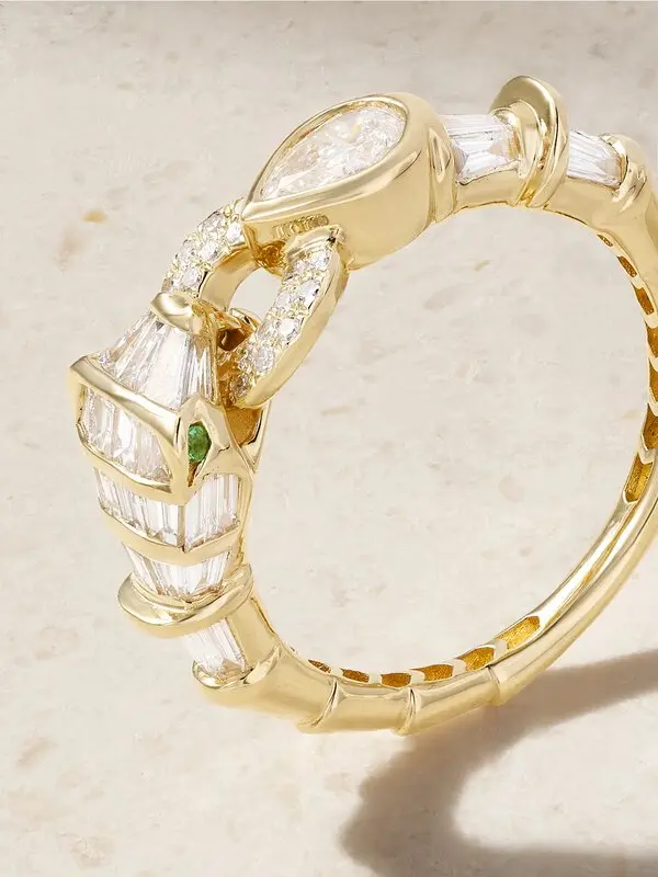 Shay Serpentine Diamond And Garnet Ring