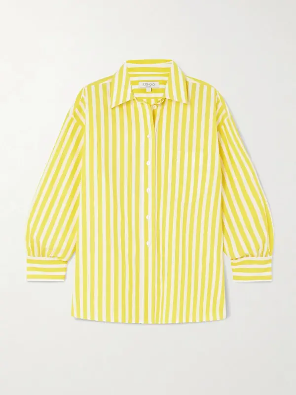 Suzie Kondi Kappa Striped Cotton-poplin Shirt - Yellow