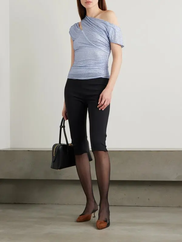 SELF-PORTRAIT One-shoulder Crystal-embellished Top