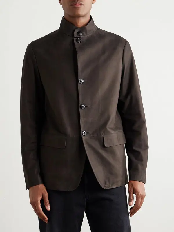 Zegna Nubuck Nehru-collar Jacket