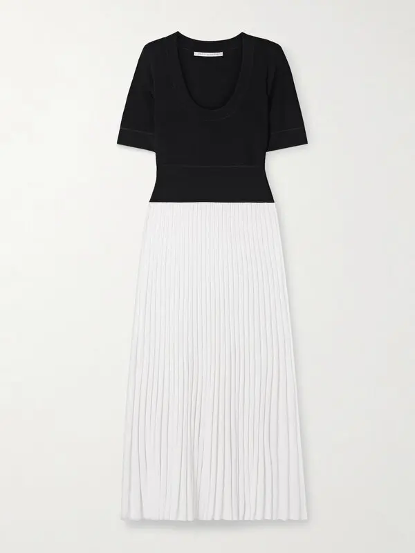 Buy Maria Mcmanus Ballet Two-tone Pleated Midi Dress - White At 50% Off |  Editorialist