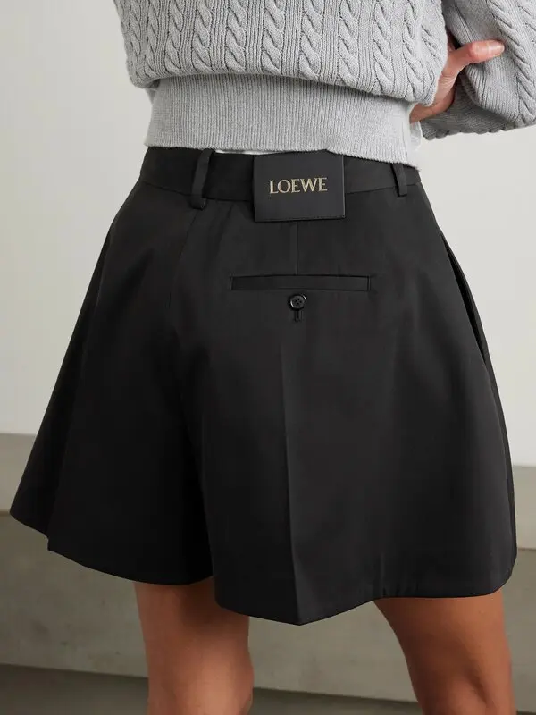 Loewe Pleated Cotton And Silk-blend Sateen Shorts