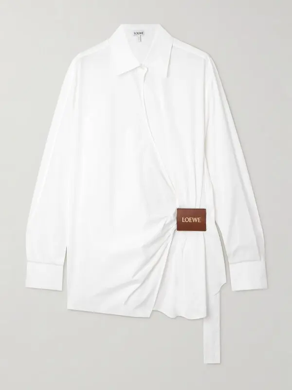 Loewe Wrap-effect Cotton-poplin Shirt - White