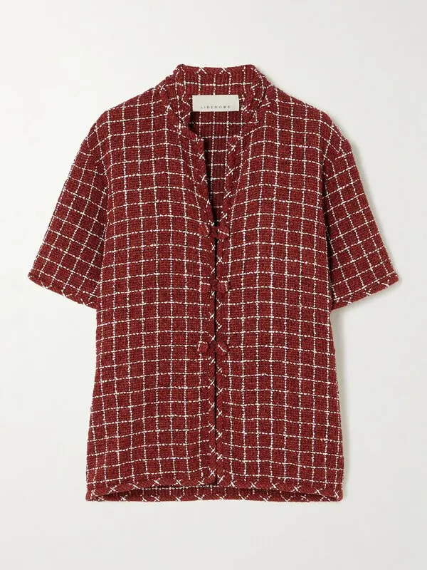LIBEROWE Hetty Oversized Checked Bouclé-tweed Shirt