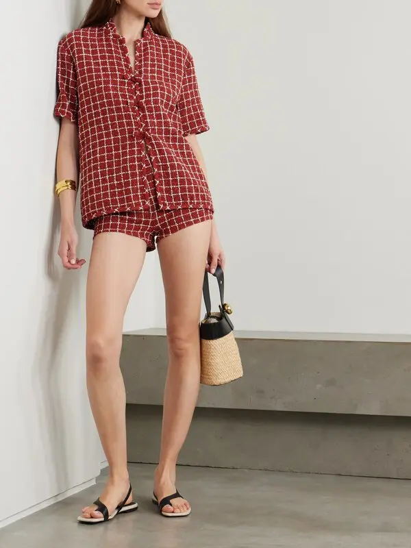 LIBEROWE Hetty Oversized Checked Bouclé-tweed Shirt