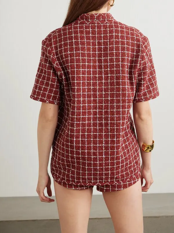 LIBEROWE Hetty Oversized Checked Bouclé-tweed Shirt