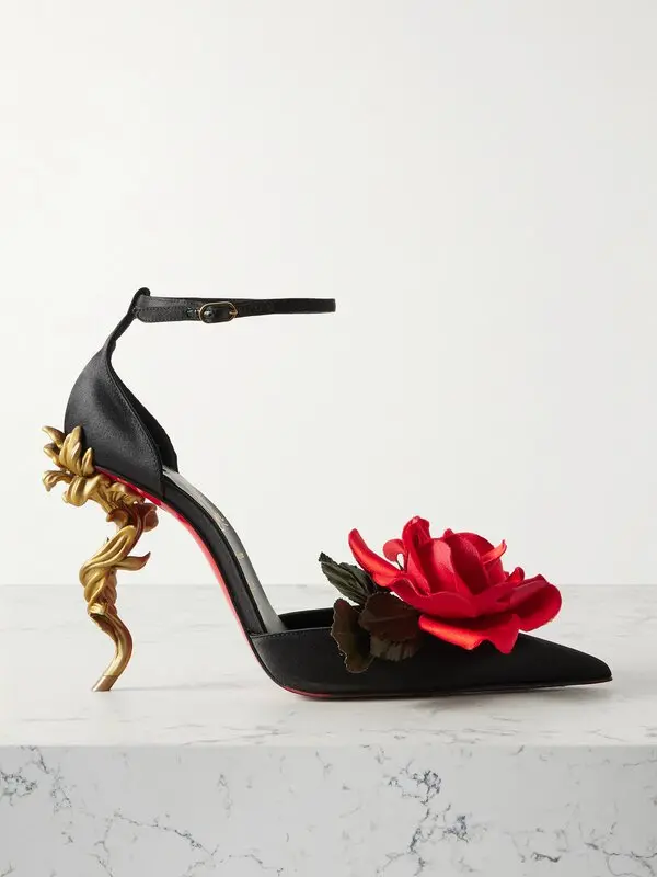 CHRISTIAN LOUBOUTIN Bellarose 100 Appliquéd Pumps - Black
