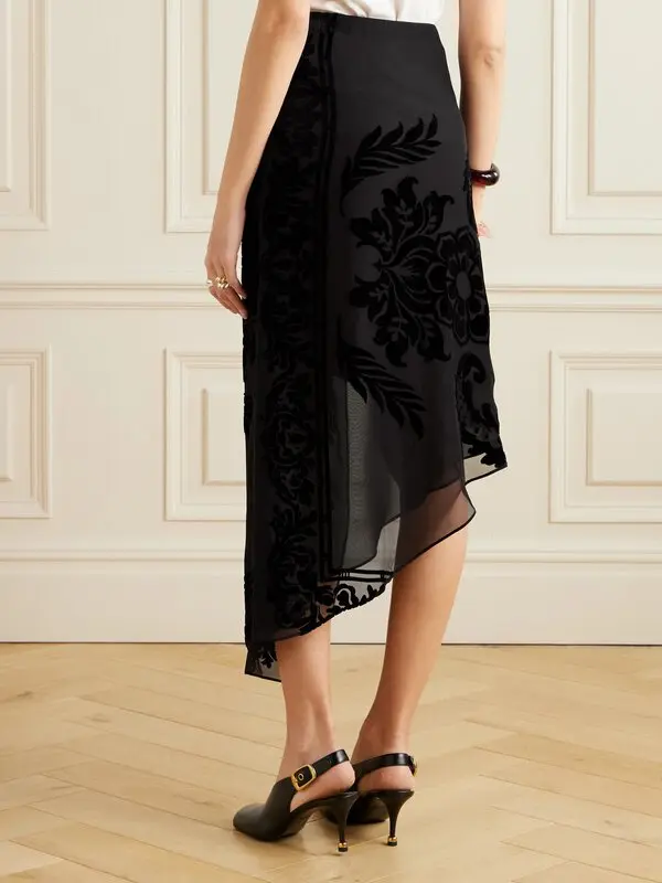 Etro Asymmetric Devoré-velvet Wrap Skirt