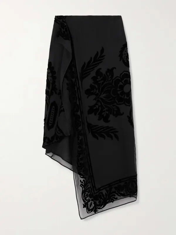 Etro Asymmetric Devoré-velvet Wrap Skirt