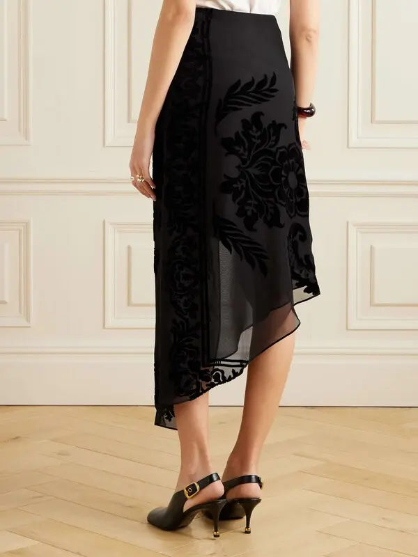 Etro Asymmetric Devoré-velvet Wrap Skirt