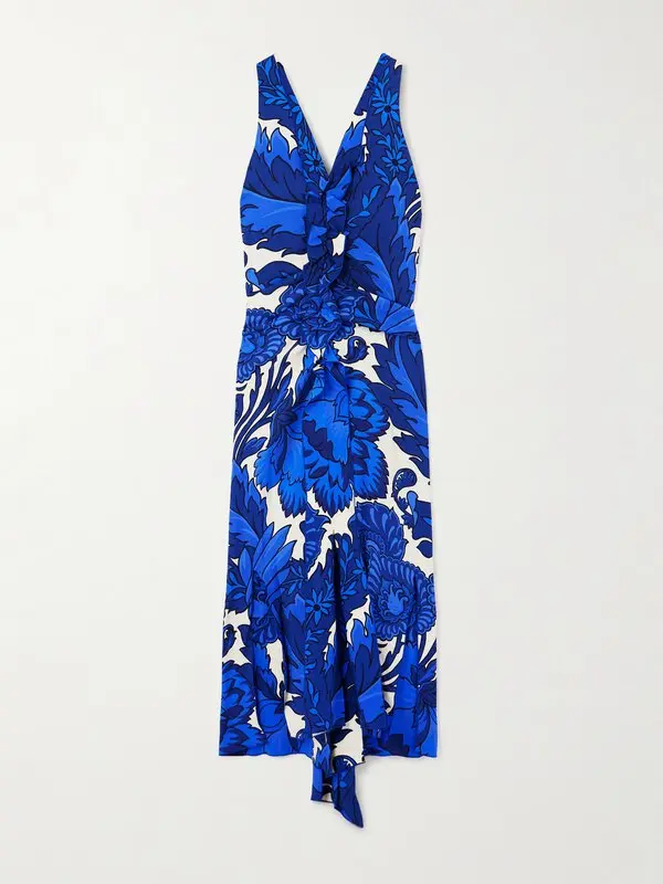 Etro Asymmetric Ruffled Printed Maxi Dress