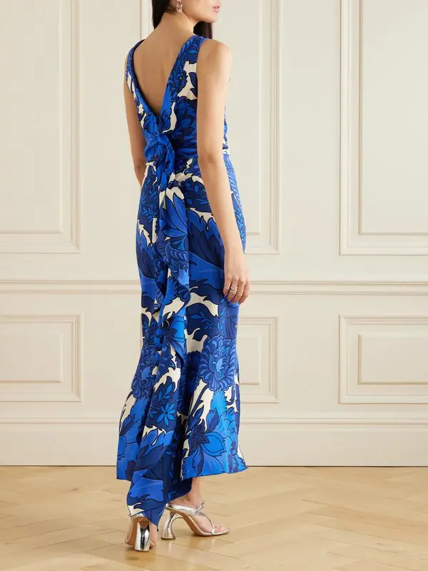 Etro Asymmetric Ruffled Printed Maxi Dress