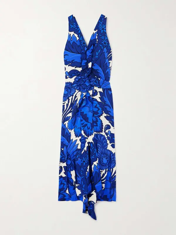 Etro Asymmetric Ruffled Printed Maxi Dress