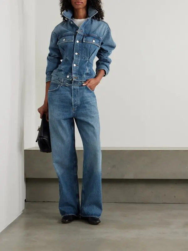 AGOLDE Emmi Belted High-rise Wide-leg Jeans - Blue